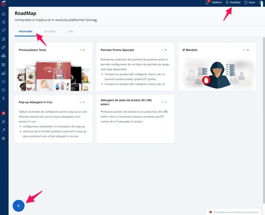 Gomag RoadMap - Propune /voteaza functionalitatile dorite!